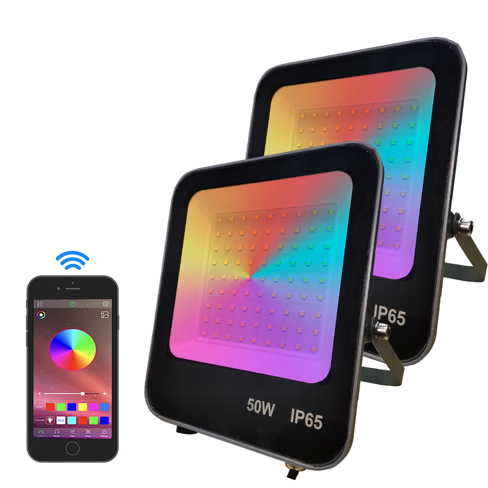 LED Flood Lights RGB Color Changing Bluetooth Smart Floodlights RGB APP ...