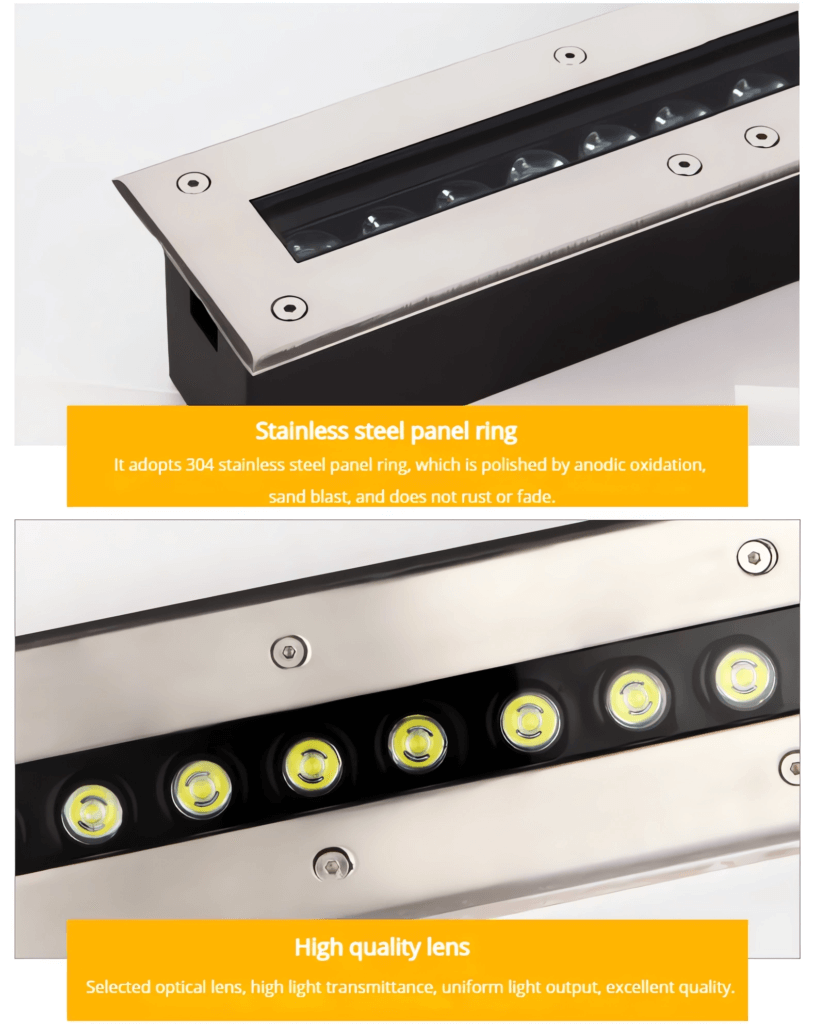 Rectangle Recessed Linear LED Light IP65 Long Strip Stainless Steel LED ...