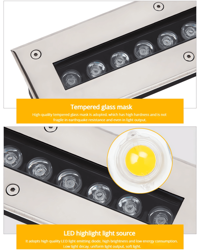 Rectangle Recessed Linear LED Light IP65 Long Strip Stainless Steel LED ...